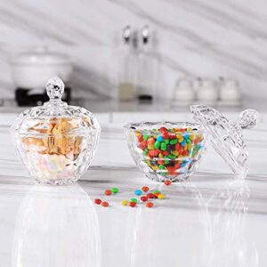 ComSaf Glass Candy Dish with Lid Decorative Candy Bowl, Crystal Covered Candy Jar for Home Office Desk, Set of 3