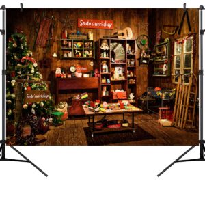 christmas santa's workshop photography backdrop vintage rustic wood house cottage gift xmas tree decoration background kids indoor portrait photo studio photobooth props 7x5ft cem251b