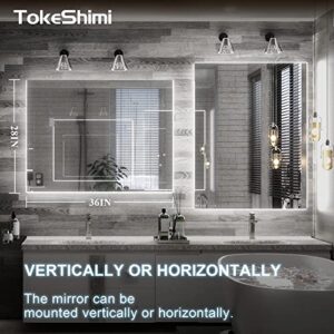 TokeShimi LED Mirror for Bathroom 28 x 36 Inch Anti Fog 3900LM Backlit Bathroom Mirrors for Wall with Light,Vanity Mirror with Memory Function, Stepless Dimmable 6000K (Horizontal/Vertical)