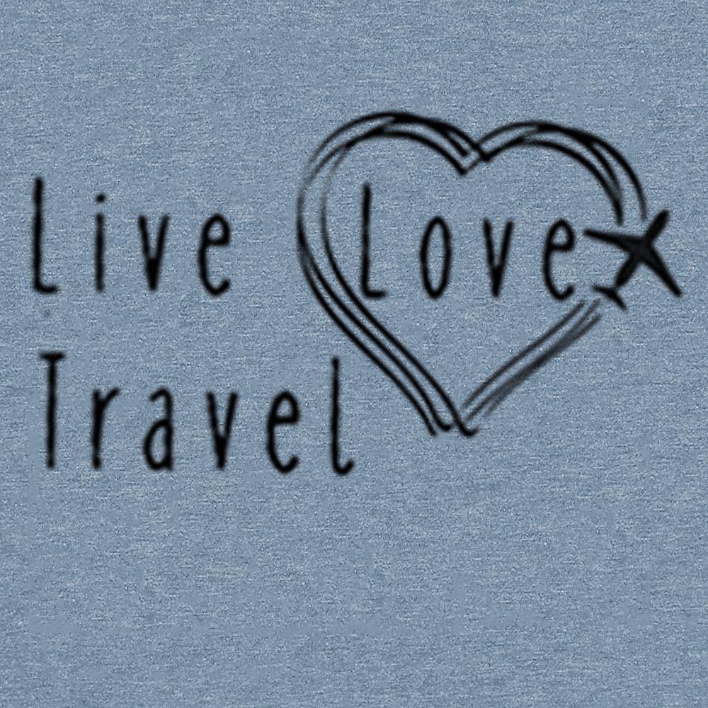 Women Funny Travel Vacation Shirts Airplane Heart Girls' Trip Tops Graphic Printed Workout Casual Cute Tee, Blue L