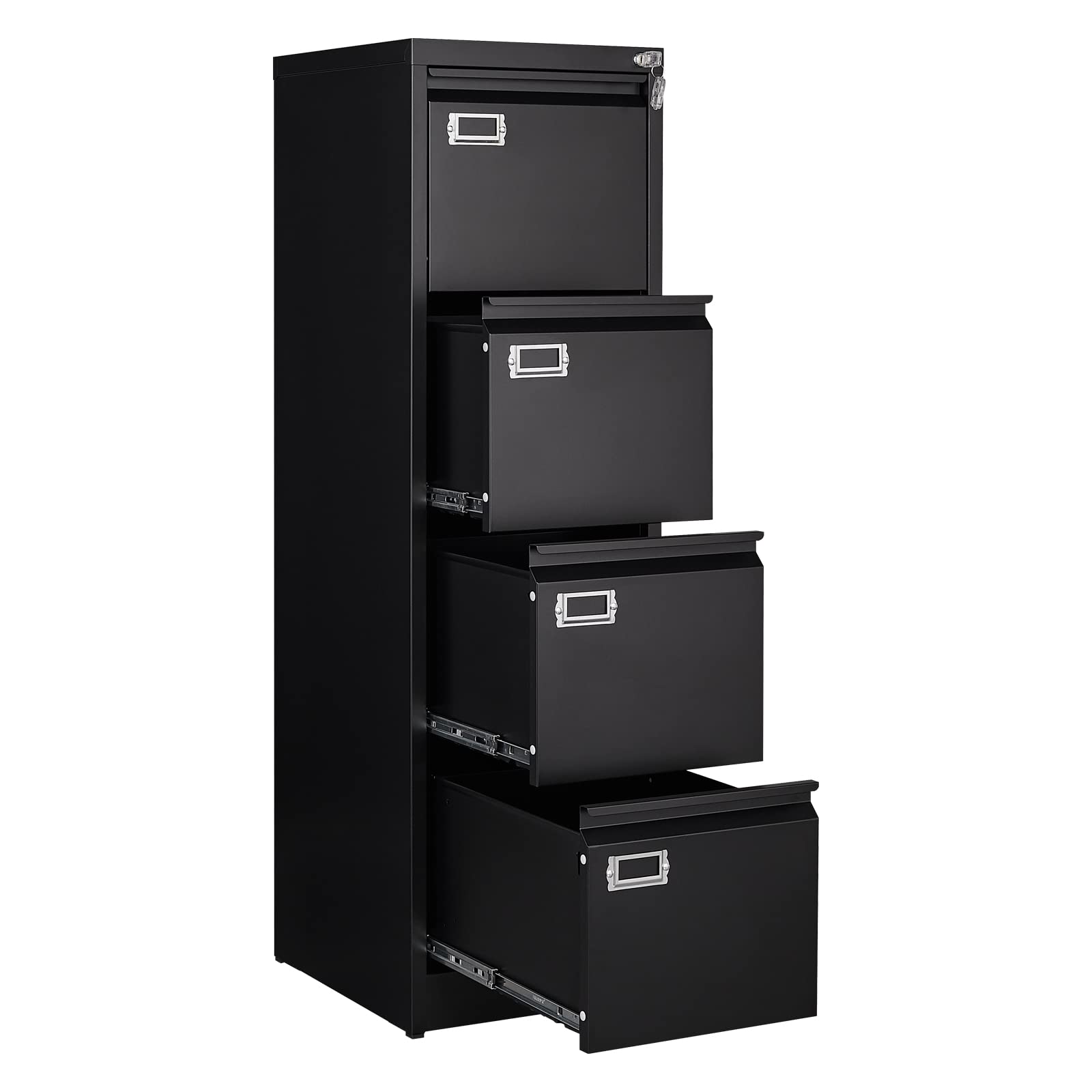 Anxxsu 4 Drawer File Cabinet, Filing Cabinets for Home Office, Metal Vertical File Storage Cabinet with Lock, Locking File Cabinet for A4 Legal/Letter, 15.1" W x 17.7" D x 52.5" H, Assembly Required