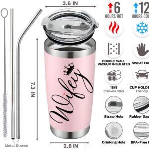 ZAGKOO Mothers Day Gifts for Wife from Husband - Wife Mothers Day Gifts, Wife Birthday Gift Ideas, Anniversary Wedding Romantic I Love You Presents for Wifey, Fiance, Her - To My Wife Pink Tumbler Cup