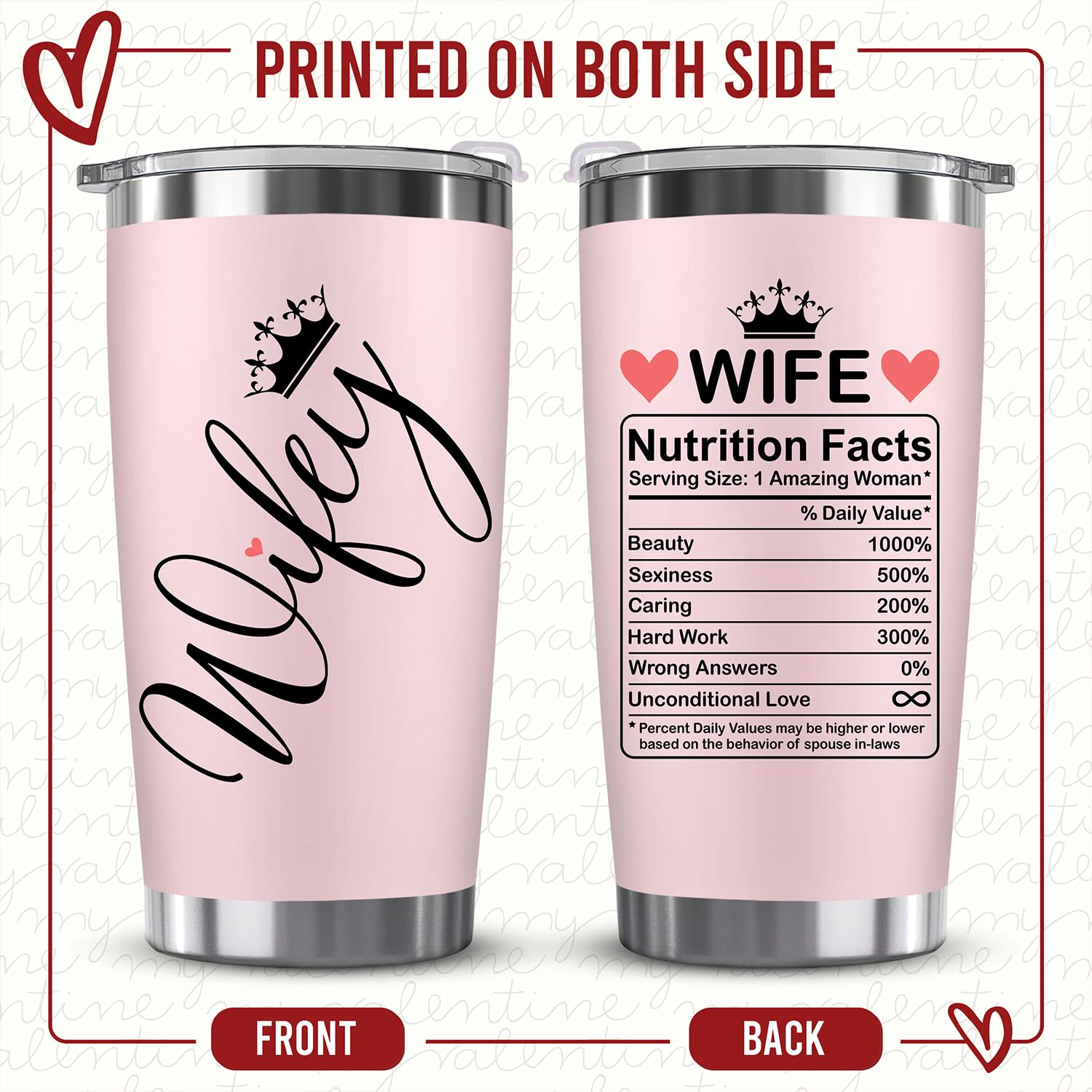 ZAGKOO Mothers Day Gifts for Wife from Husband - Wife Mothers Day Gifts, Wife Birthday Gift Ideas, Anniversary Wedding Romantic I Love You Presents for Wifey, Fiance, Her - To My Wife Pink Tumbler Cup