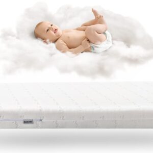 BABELIO Biobased Breathable Crib Mattress, USDA BioPreferred Toddler Mattress Memory Foam, Waterproof Dual-Sided Baby Mattresses for Crib and Toddler Bed, Removable and Machine Washable Mattress Cover