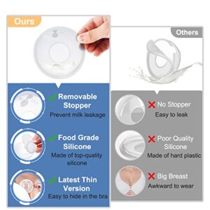 Breast Milk Catcher, Milk Collector for Breastfeeding Mother, Breast Shells, Breastmilk Collector with Plugs, for Milk Leaks, Protect Cracked Nipples&Collect Breastmilk, Silicone Nursing Cups-2PCS