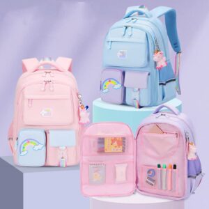 Lswrlixa Kids School Backpack Unicorn Bookbag for Girls Boys Waterproof Backpack Outdoors Travel Bag Purple Medium