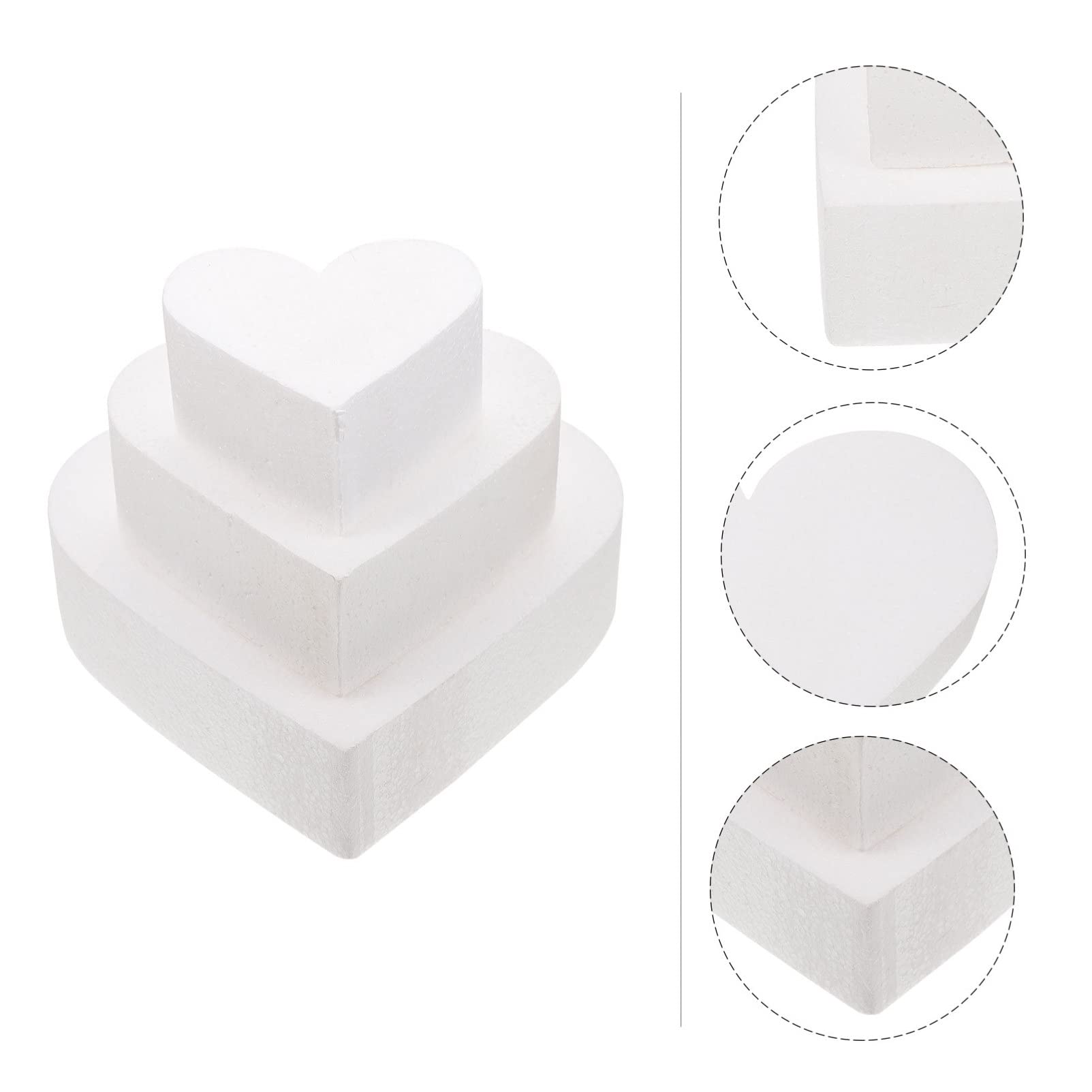 jojofuny 6 Pcs Bubble Cake Polystyrene Cake Mould Cake for Practice Wedding Cake Heart Decor Rounds Cake Dummies Birthday Decorating Cake Chocolate White Foam Decoration Fake