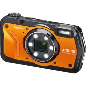 Ultimaxx Essential Bundle + Ricoh WG-6 Digital Camera (Orange) + SanDisk 64GB Extreme Pro SDXC, Floating Wrist Strap, 6.5” Tabletop Tripod, High Speed Memory Card Reader & More (19pc Bundle)