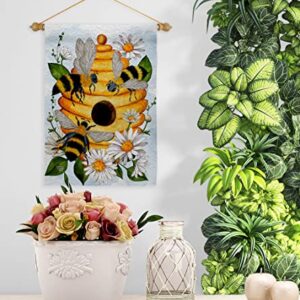 Ornament Collection My Bee Garden Flag Set Wood Dowel Friends Butterfly Ladybugs Dragonfly Springtime Insect Natural Wildlife House Decoration Banner Small Yard Gift Double-Sided, Made in USA