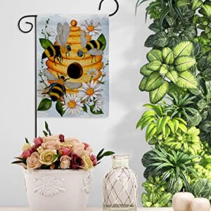 Ornament Collection My Bee Garden Flag Set Wood Dowel Friends Butterfly Ladybugs Dragonfly Springtime Insect Natural Wildlife House Decoration Banner Small Yard Gift Double-Sided, Made in USA