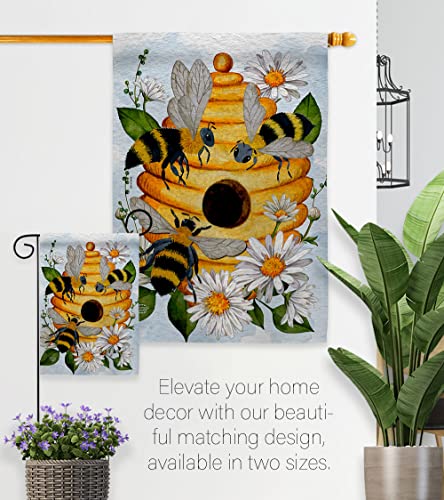 Ornament Collection My Bee Garden Flag Set Wood Dowel Friends Butterfly Ladybugs Dragonfly Springtime Insect Natural Wildlife House Decoration Banner Small Yard Gift Double-Sided, Made in USA