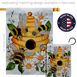 Ornament Collection My Bee Garden Flag Set Wood Dowel Friends Butterfly Ladybugs Dragonfly Springtime Insect Natural Wildlife House Decoration Banner Small Yard Gift Double-Sided, Made in USA