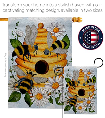 Ornament Collection My Bee Garden Flag Set Wood Dowel Friends Butterfly Ladybugs Dragonfly Springtime Insect Natural Wildlife House Decoration Banner Small Yard Gift Double-Sided, Made in USA