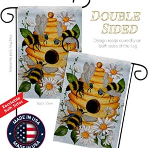 Ornament Collection My Bee Garden Flag Set Wood Dowel Friends Butterfly Ladybugs Dragonfly Springtime Insect Natural Wildlife House Decoration Banner Small Yard Gift Double-Sided, Made in USA