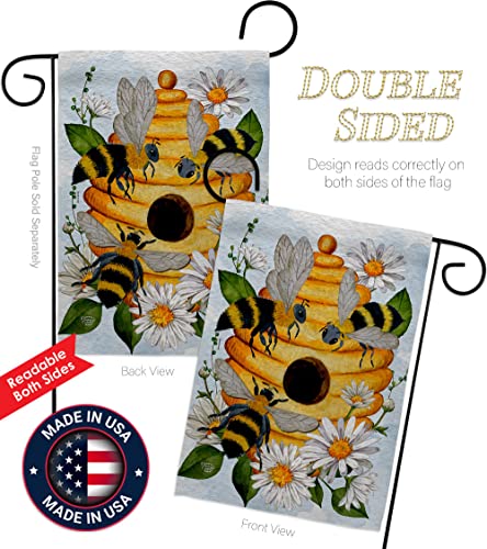 Ornament Collection My Bee Garden Flag Set Wood Dowel Friends Butterfly Ladybugs Dragonfly Springtime Insect Natural Wildlife House Decoration Banner Small Yard Gift Double-Sided, Made in USA