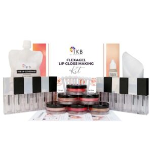 tkb flexagel diy lip gloss making kit| make your own lip gloss| moisturizing, high shine, crystal clear| vegan, gluten and cruelty free| made in usa