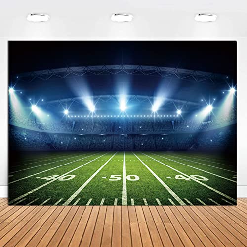 Qian Football Stadium Backdrop for Photography 7x5ft Auditorium Light Football Field Photo Background Children Birthday Party Decoration Kids Baby Shower Banner