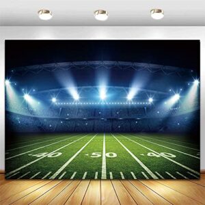 Qian Football Stadium Backdrop for Photography 7x5ft Auditorium Light Football Field Photo Background Children Birthday Party Decoration Kids Baby Shower Banner