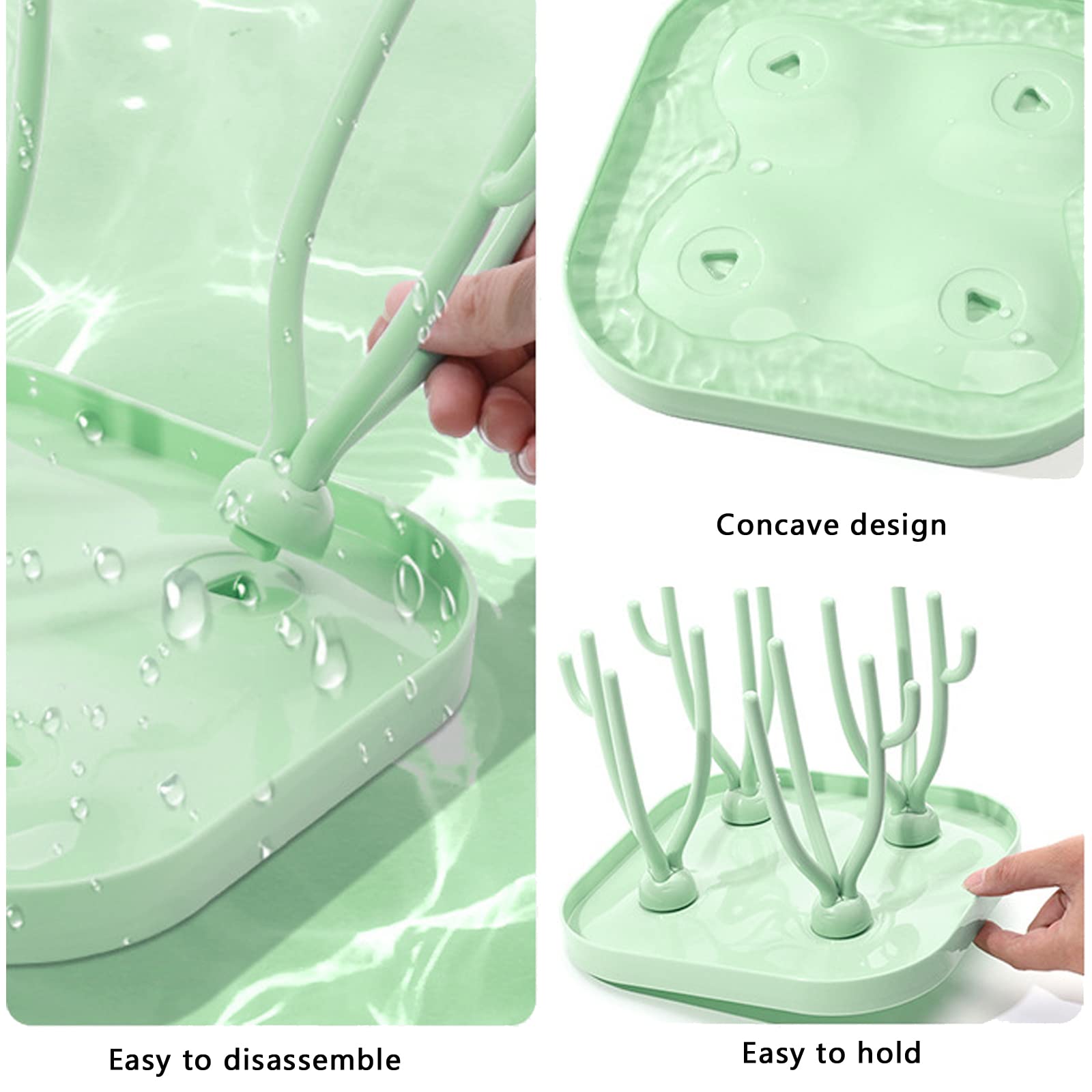 Baby Bottle Drying Rack with Base Tray, Removable Bottle Drying Rack Tree Holder for Bottles, Teats, Cups, Pump Parts and Accessories