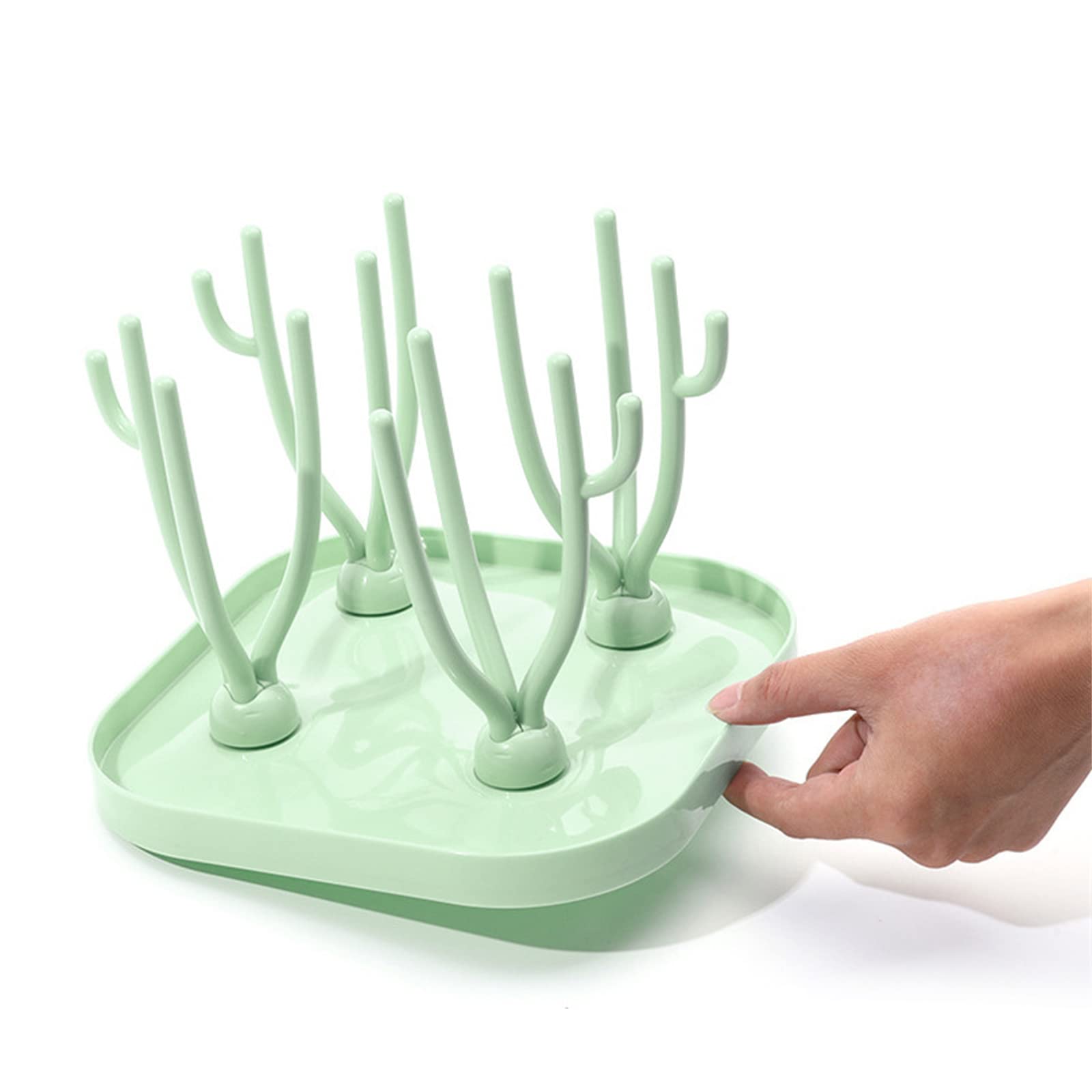 Baby Bottle Drying Rack with Base Tray, Removable Bottle Drying Rack Tree Holder for Bottles, Teats, Cups, Pump Parts and Accessories