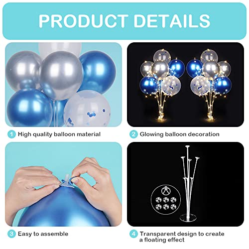 Ainiv 2 Set Table Balloon Stand Kit with Lights, Balloon Centerpieces for Tables Include 16 Latex Confetti Balloons, Christmas Centerpieces Tables Decorations for Birthday, Weddings, Anniversary