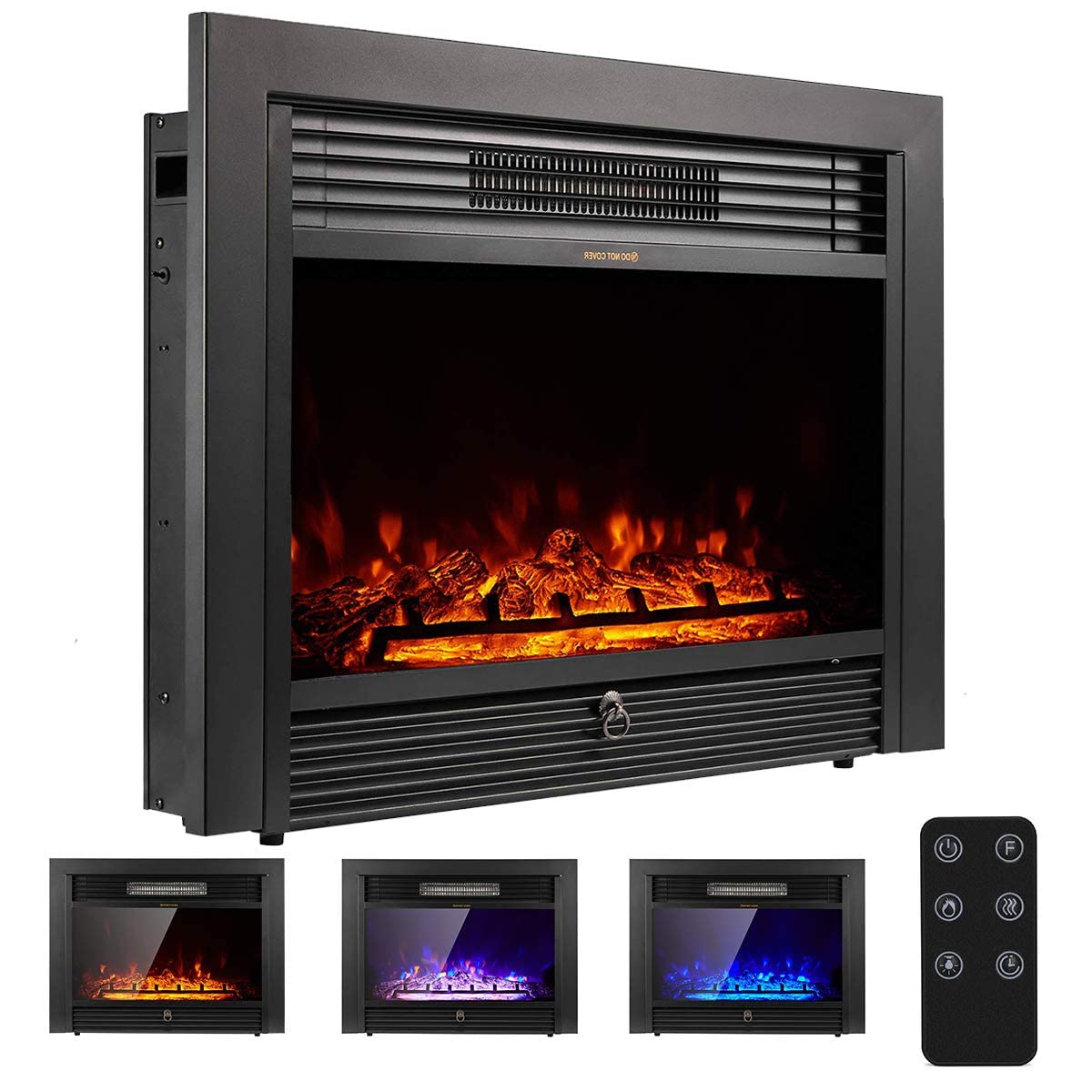 Homedex 28.5" Electric Fireplace Insert Recessed Mounted with 3 Color Flames, 750/1500W Fireplace Electric with Remote Control and Timer, Standing Fireplace Heater