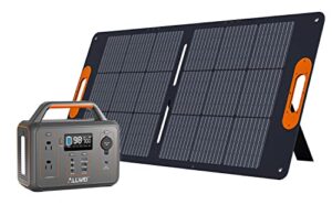 allwei portable power station 300w(600w peak) with 100w foldable solar panel, 280wh solar generator 78000mah with ac outlet usb port, solar power generator for camping outdoor emergency power outage