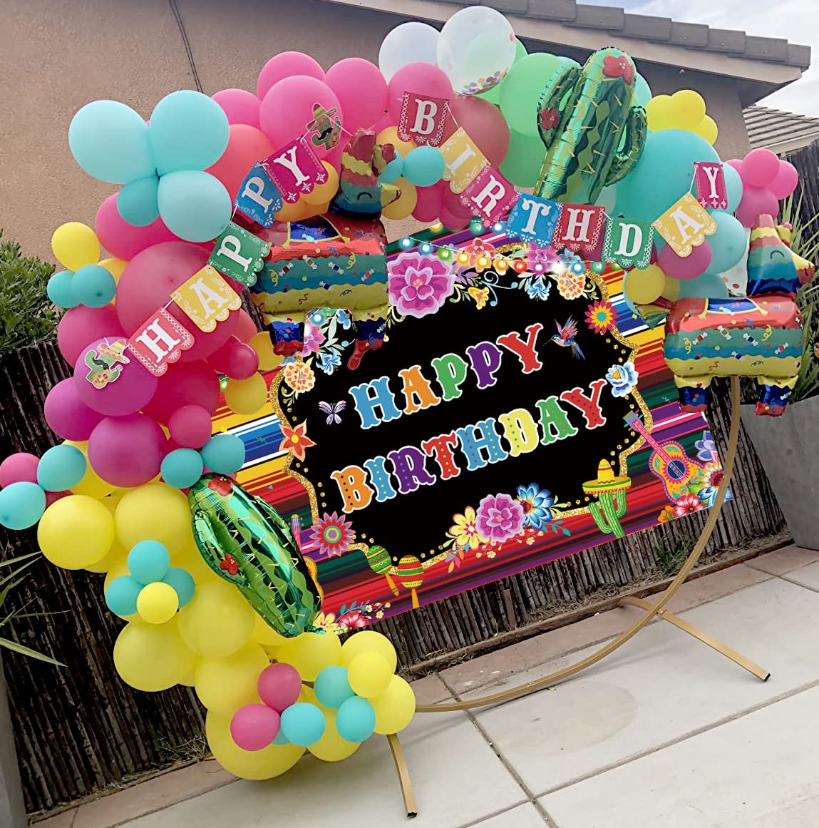 Mexican Birthday Backdrop for Photography Fiesta Themed Party Banners Fiesta Birthday Party Decor Supplies Photo Booth Background (6x4FT: 72x48 inch)