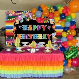 Mexican Birthday Backdrop for Photography Fiesta Themed Party Banners Fiesta Birthday Party Decor Supplies Photo Booth Background (6x4FT: 72x48 inch)