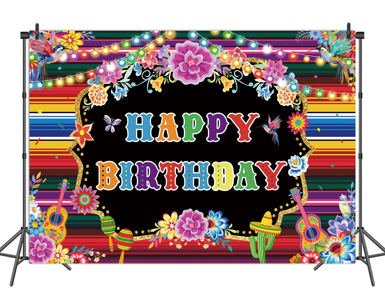 Mexican Birthday Backdrop for Photography Fiesta Themed Party Banners Fiesta Birthday Party Decor Supplies Photo Booth Background (6x4FT: 72x48 inch)