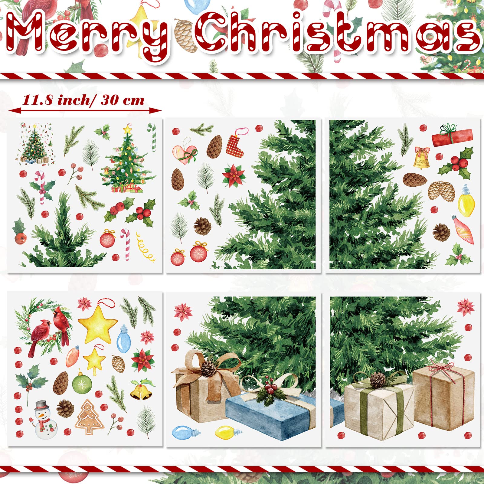 Spiareal Christmas Tree Wall Decals DIY Wall Decals Peel and Stick Christmas Tree Wall Stickers for Xmas Home Office Nursery Decor DIY Art