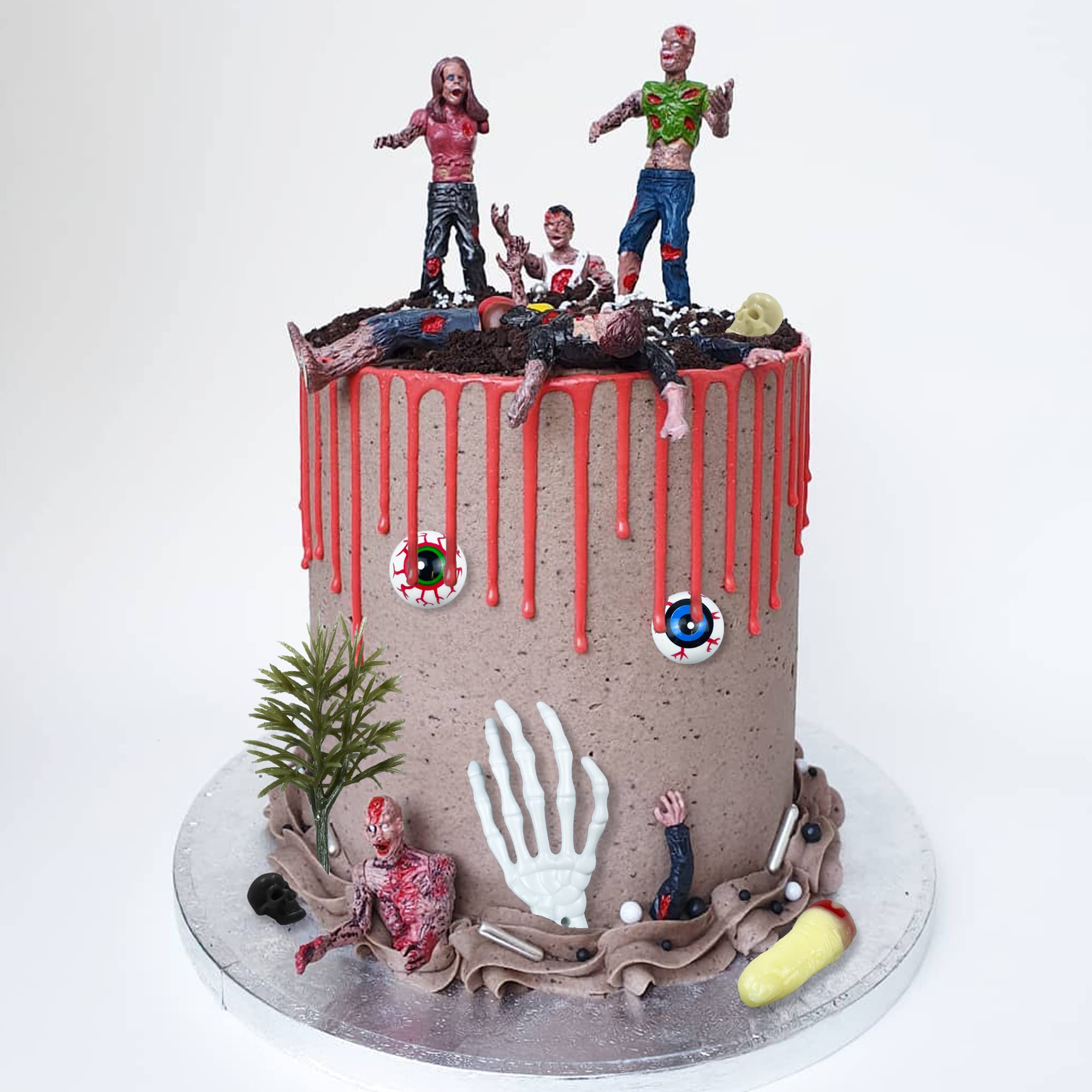 17 PCS Zombie Cake Decoration Zombie Cake Toppers Zombie Figure Themed Party Decorations for Birthday Weeding Party Cake Decorations