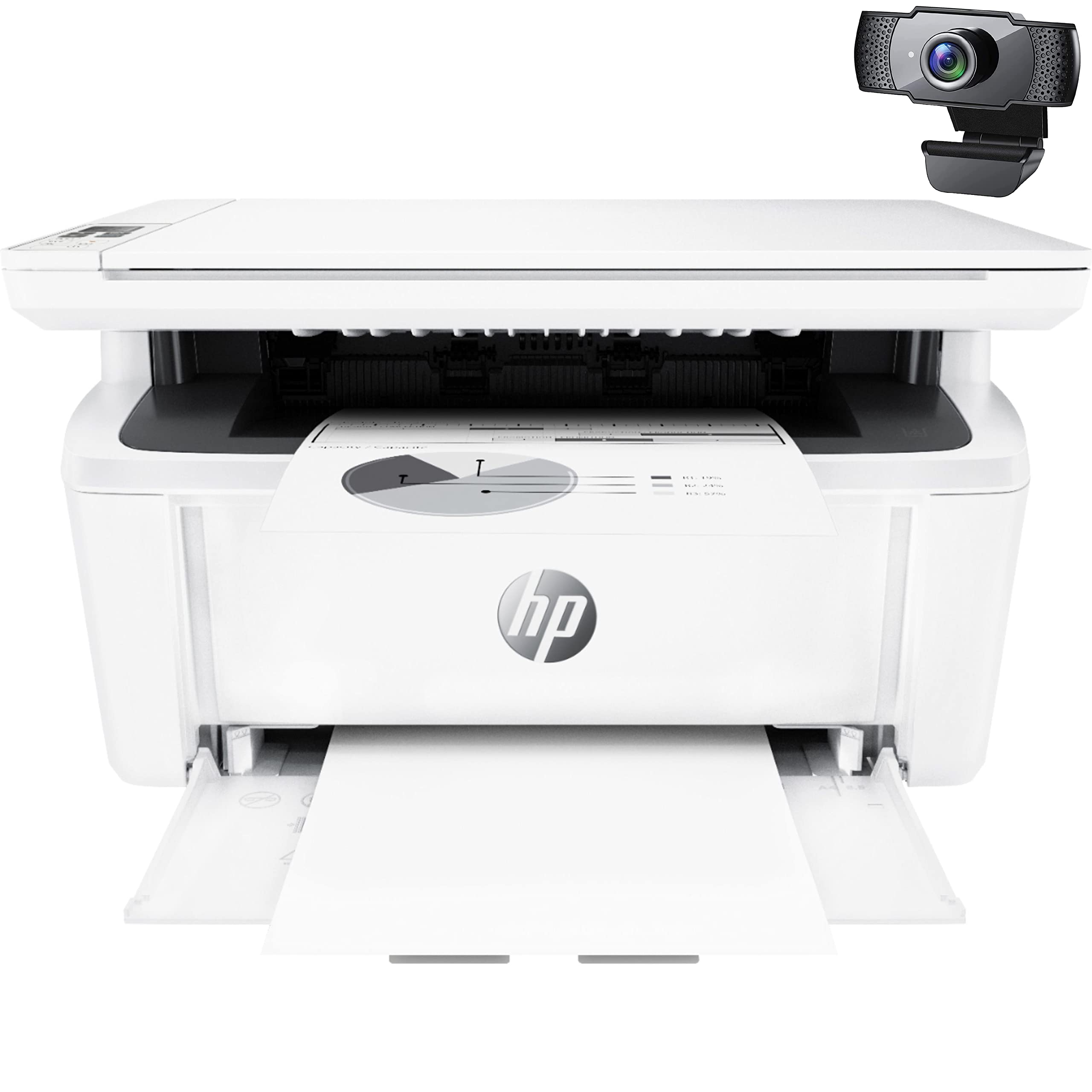 HP Laserjet Pro MFP M29W All-in-One Wireless Monochrome Laser Printer for Home Office, White - Print Scan Copy - 19 ppm, 600 x 600 dpi, 8.5 x 11.69, Hi-Speed USB, Cbmou External Webcam