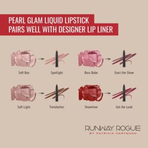 Runway Rogue Pearl Glam Long Wear Shimmer Liquid Lipstick, Nude/Pale-Pink Lipstick with Silver and Gold Shimmer, ‘Soft Box’