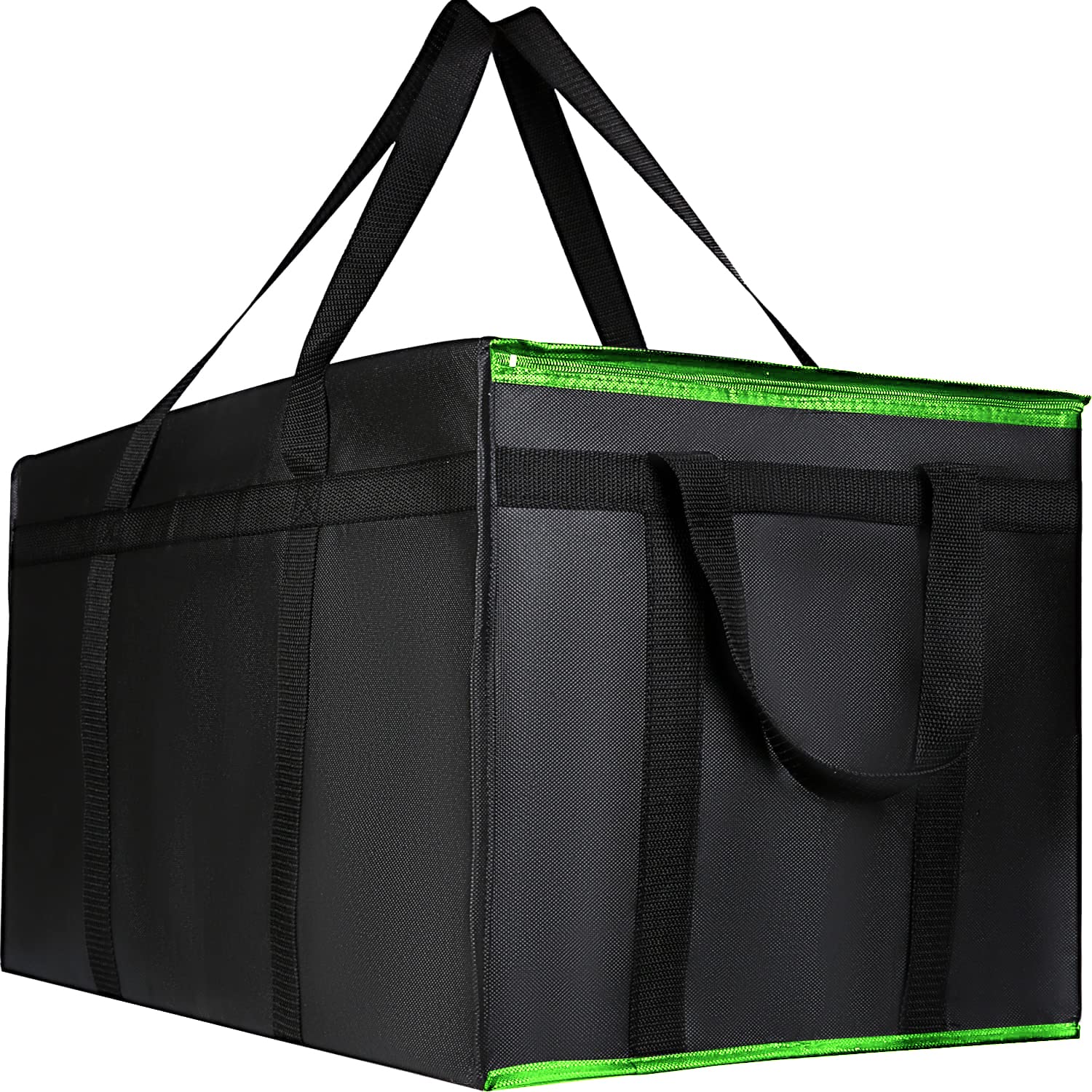 musbus XXXL-Large Insulated Grocery shopping bags, Green, reusable bag,thermal zipper,Collapsible,tote,cooler,food transport hot and cold,camping,Recycled Material delivery groceries