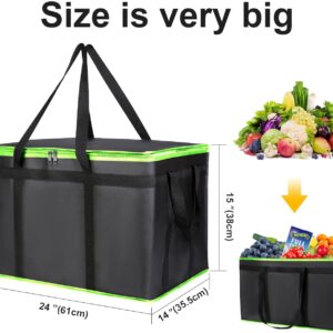 musbus XXXL-Large Insulated Grocery shopping bags, Green, reusable bag,thermal zipper,Collapsible,tote,cooler,food transport hot and cold,camping,Recycled Material delivery groceries