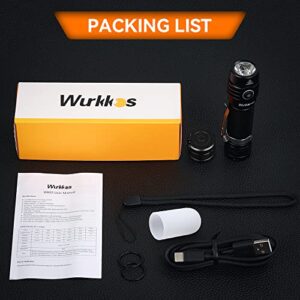 Wurkkos Mini EDC Flashlight Rechargeable - WK03 1800 Flashlight High Lumens - Super Bright Pocket LED Flashlight - Small Powerful Flashlight SST40 LED with Magnetic Tail Cap and Diffuser