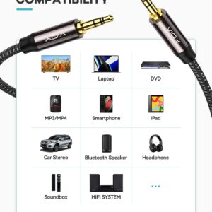 VIOY Aux Cable (6ft), [Copper Shell, Hi-Fi Sound] 3.5mm Male to Male Braided Auxiliary Cord Compatible with Headphone, Smartphone, Home/Car Stereo, Speaker, Echo & More………