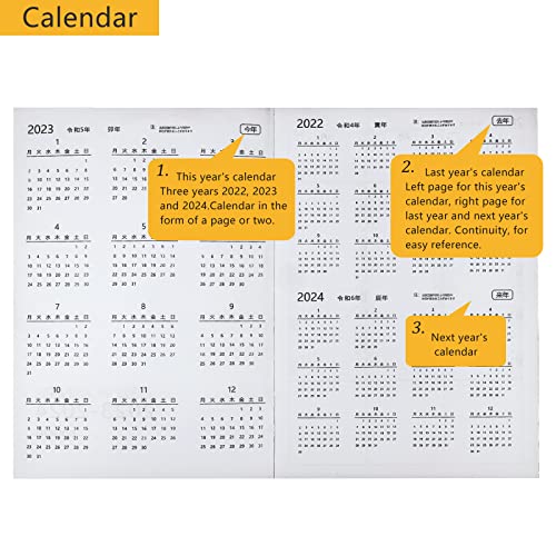 ZTTXL 2023-2024 Daily Planner,Planner content include Yearly Calendar, Monthly Calendar, Weekly Pages, Daily Pages Japanese/A5/January 1, 2023start/Sunday(5.8" x 8.3")