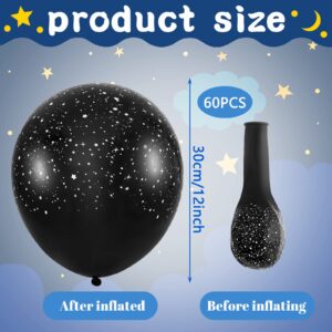 60 Pcs 12 Inch Galaxy Birthday Party Balloons Space Theme Party Balloons Black Latex Outer Space Planet Balloons Birthday Party Decorations Space Themed Party Supplies for Teens and Adult