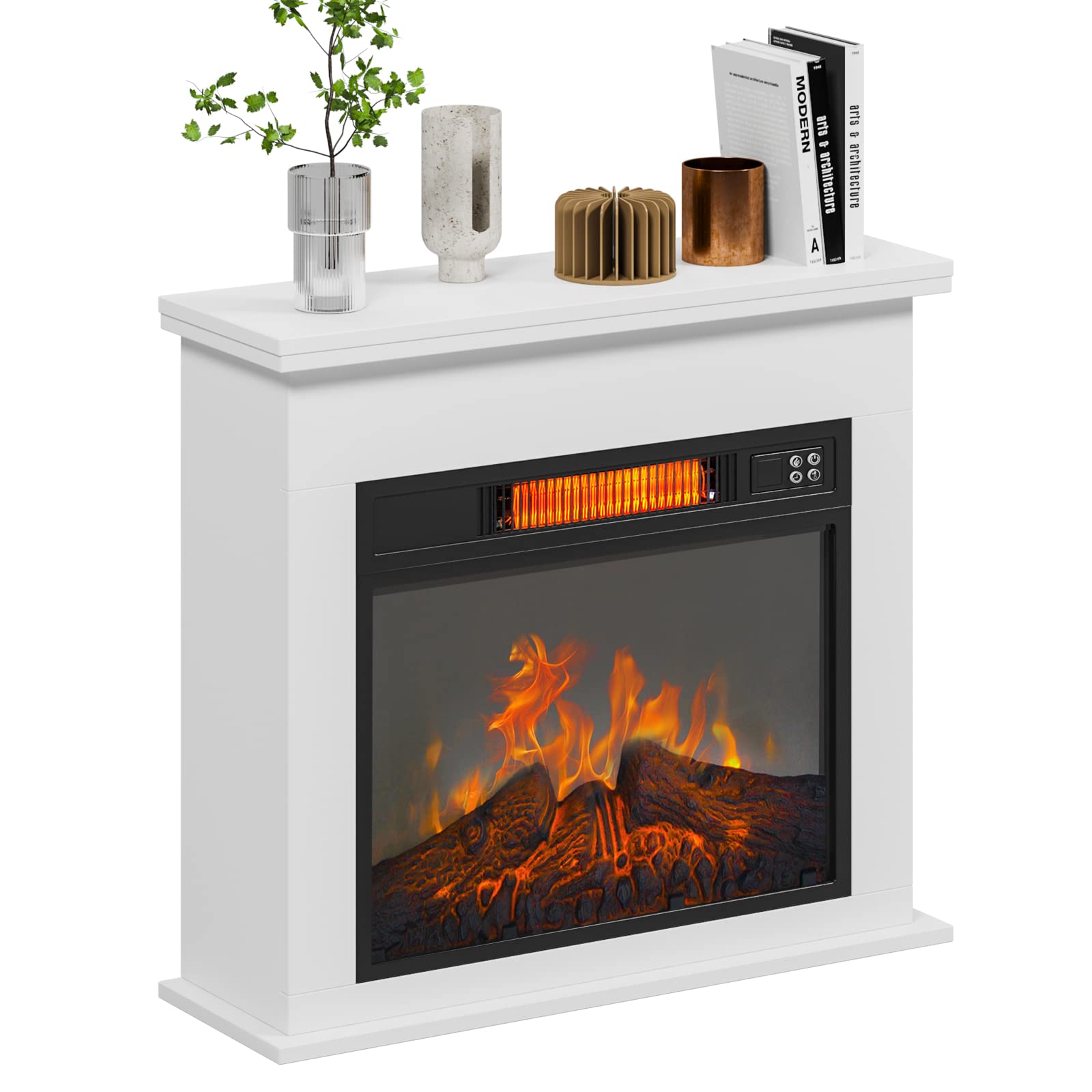 sogesfurniture Fireplace, White Fake Fireplace, Fireplace Mantel, Electric Fireplace with Mantel for Bedroom, Home Office, Living Room