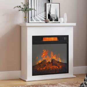 sogesfurniture Fireplace, White Fake Fireplace, Fireplace Mantel, Electric Fireplace with Mantel for Bedroom, Home Office, Living Room