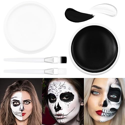 Halloween Makeup Face Body Paint - Professional SFX Makeup Kit Special Effects Ghost Skeleton for Adult Full Coverage Cosplay Corpse Paint Fx Makeup (Black & White)