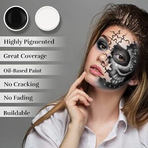 Halloween Makeup Face Body Paint - Professional SFX Makeup Kit Special Effects Ghost Skeleton for Adult Full Coverage Cosplay Corpse Paint Fx Makeup (Black & White)