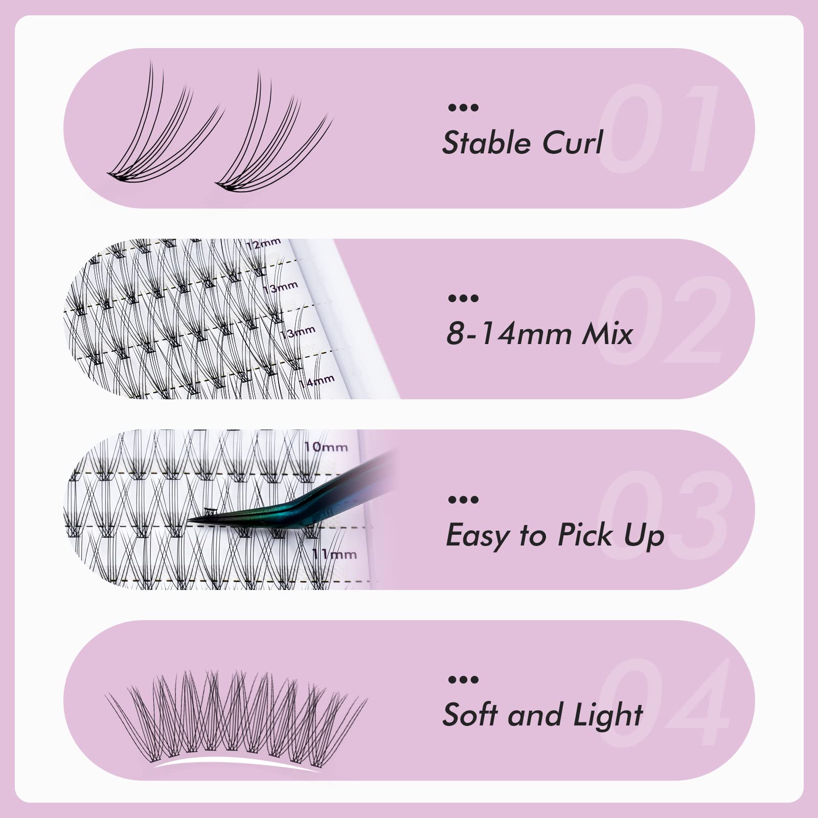 IKVVOM 20 Pairs 4 Styles False Lashes Dramatic Lashes Volume Natural Look Wispy Cat Eye Multipack (Mixed)