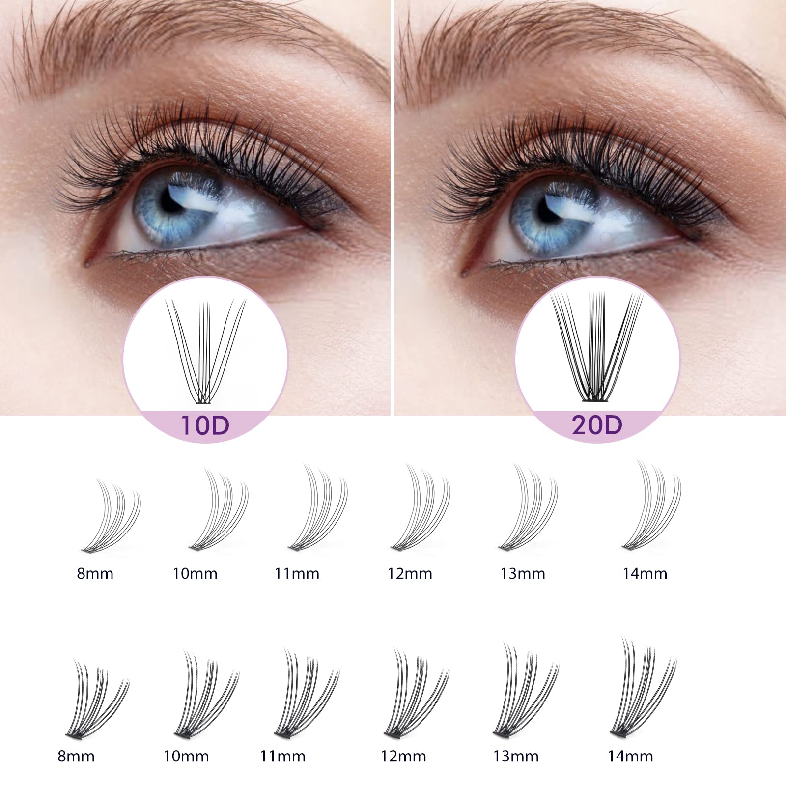 IKVVOM 20 Pairs 4 Styles False Lashes Dramatic Lashes Volume Natural Look Wispy Cat Eye Multipack (Mixed)