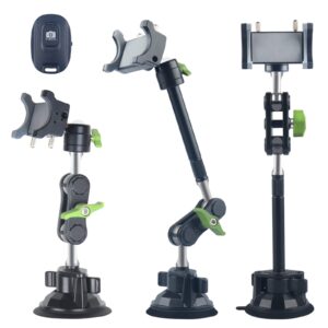 leepiya car phone mount video recording universal magic arm suction car phone holder mount windshield window glass dashboard vlog shooting car phone mount for all smartphones & cars