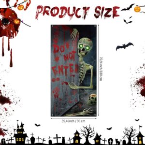 Halloween Skeleton Door Cover Decorations Large Fabric Scary Skull Banner Backdrop Dripping Blood Door Cover Poster for Halloween Party Supplies Props Haunted House Decorations, 35.4 x 70.9 Inch