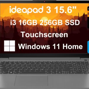 Lenovo IdeaPad 3 3i Laptop (15.6" FHD Touchscreen, Intel Core i3-1115G4, 16GB RAM, 256GB SSD) Narrow Bezel, Webcam, 12-Hr Long Battery Life, NumPad, IST SD, Win 11 Home, Home & School - Grey