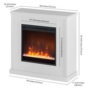 Henn&Hart Santos Mantel Fireplace, 30" Wide, White